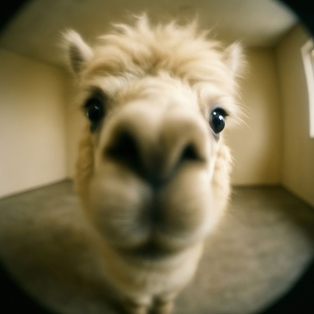 Curious alpaca close-up indoors. | Free Photo - rawpixel