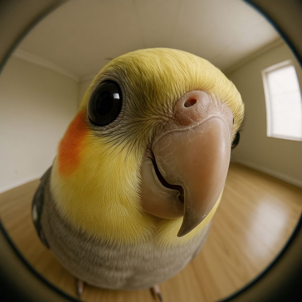 Curious cockatiel fisheye view. | Free Photo - rawpixel