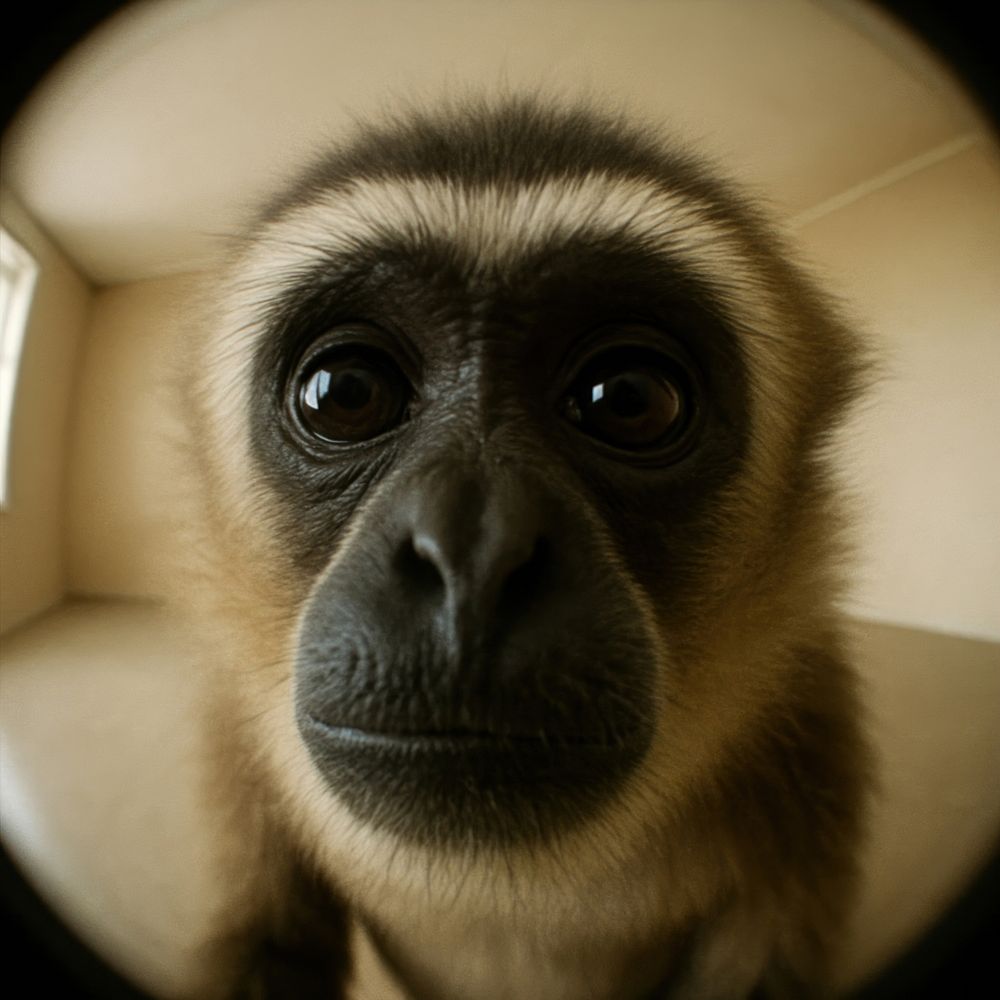 Curious monkey through fisheye lens. | Free Photo - rawpixel