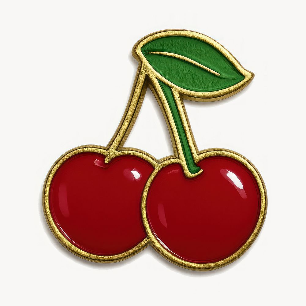 Glossy cherries enamel pin | Free Photo - rawpixel
