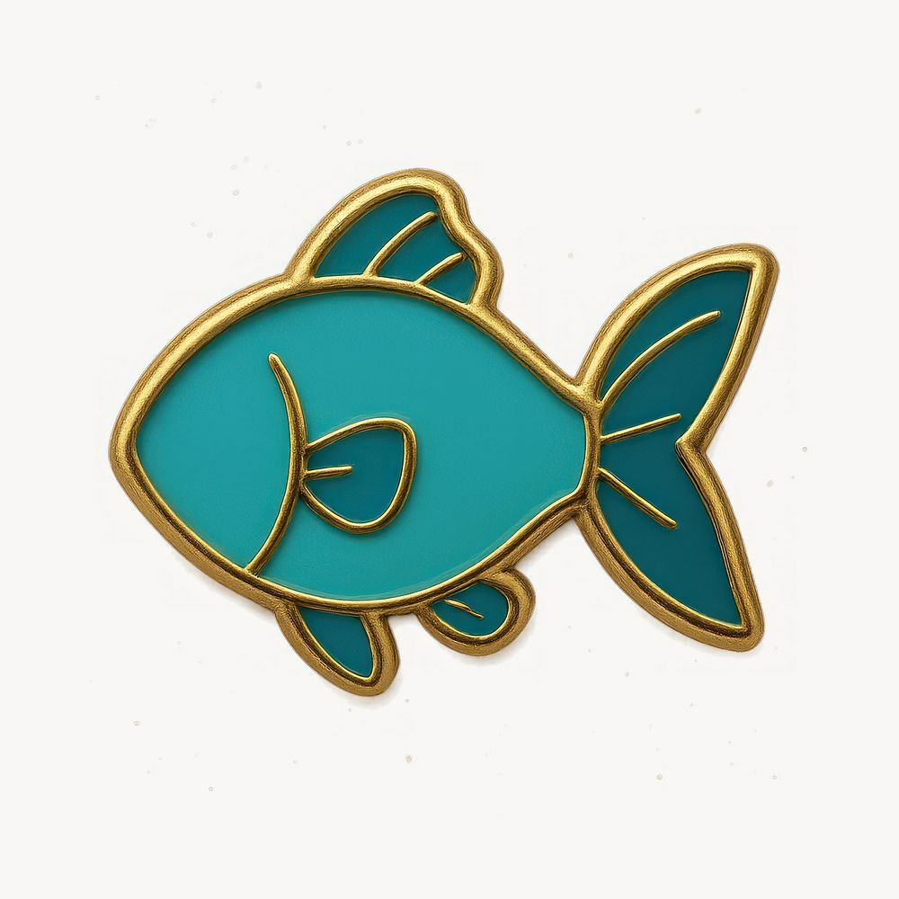 Stylized teal fish pin | Free Photo - rawpixel