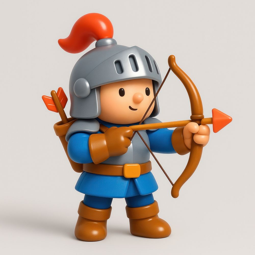 Playful knight archer illustration | Free Photo Illustration - rawpixel