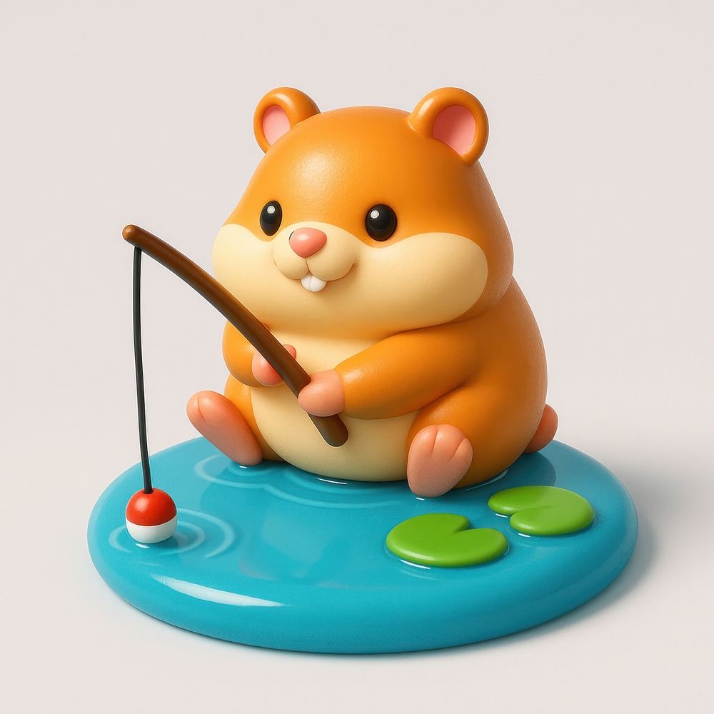 Cute hamster fishing figurine | Free Photo Illustration - rawpixel