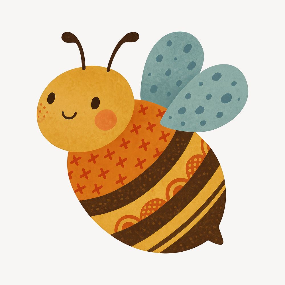 Cute whimsical bee illustration | Free Photo Illustration - rawpixel