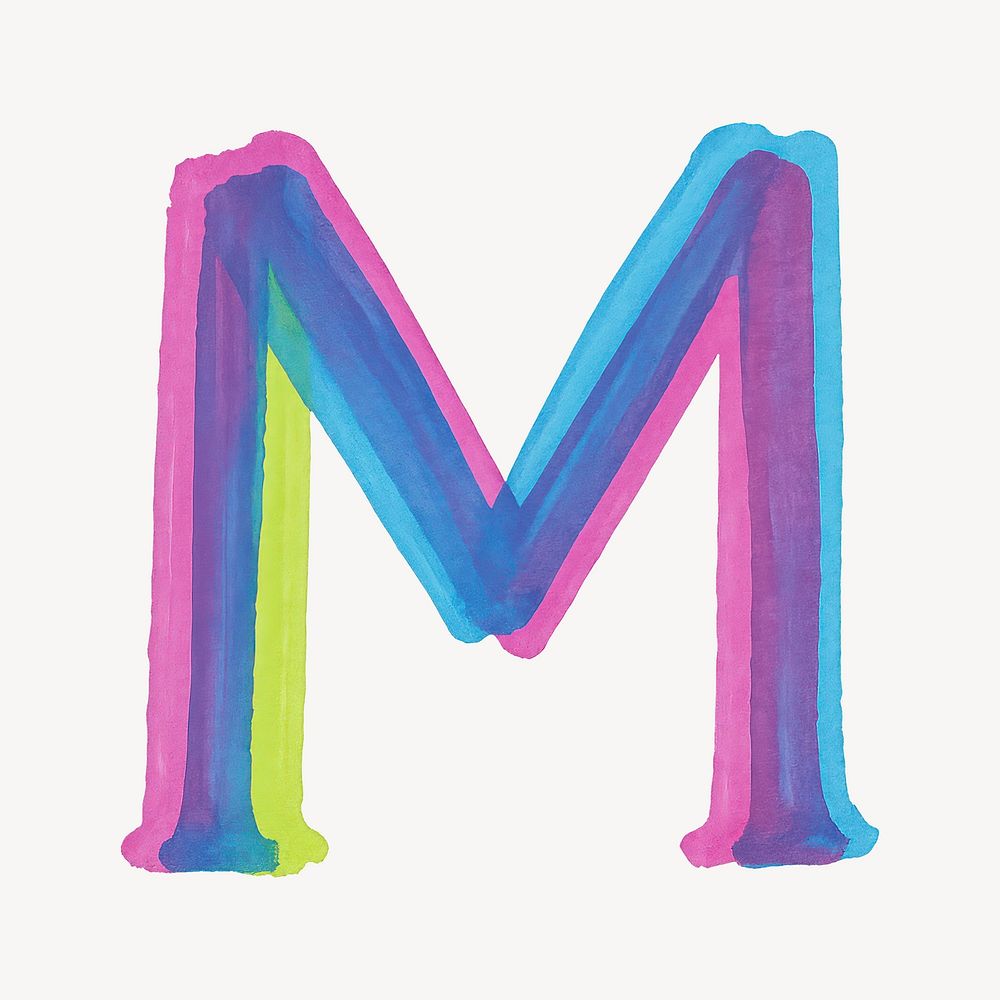 Colorful watercolor letter M | Free Photo Illustration - rawpixel