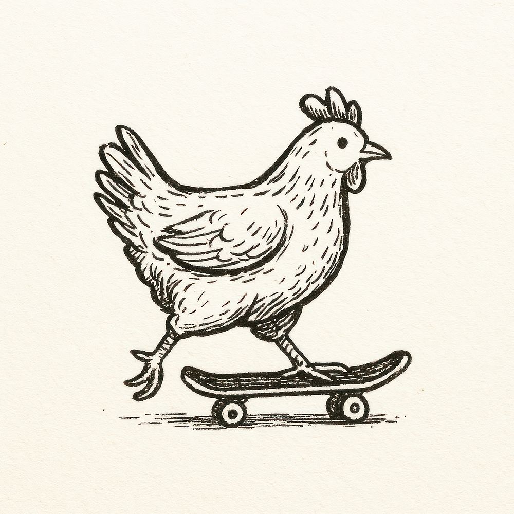 Chicken skateboarding whimsical illustration | Free Photo Illustration ...