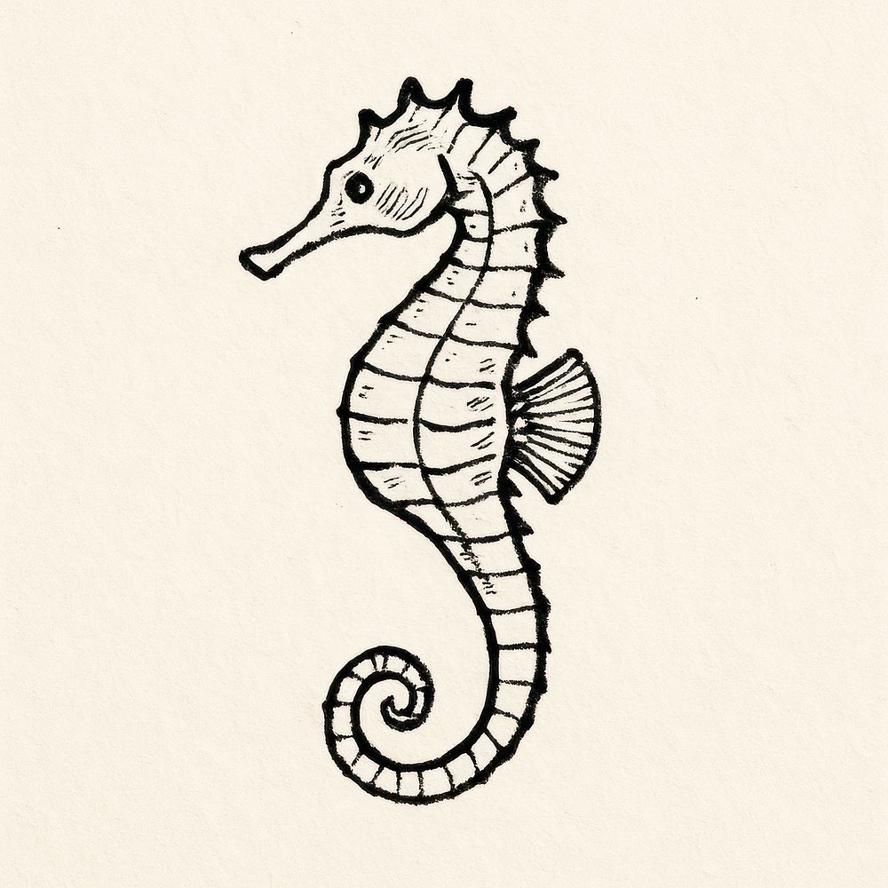 Intricate seahorse line drawing | Free Photo Illustration - rawpixel