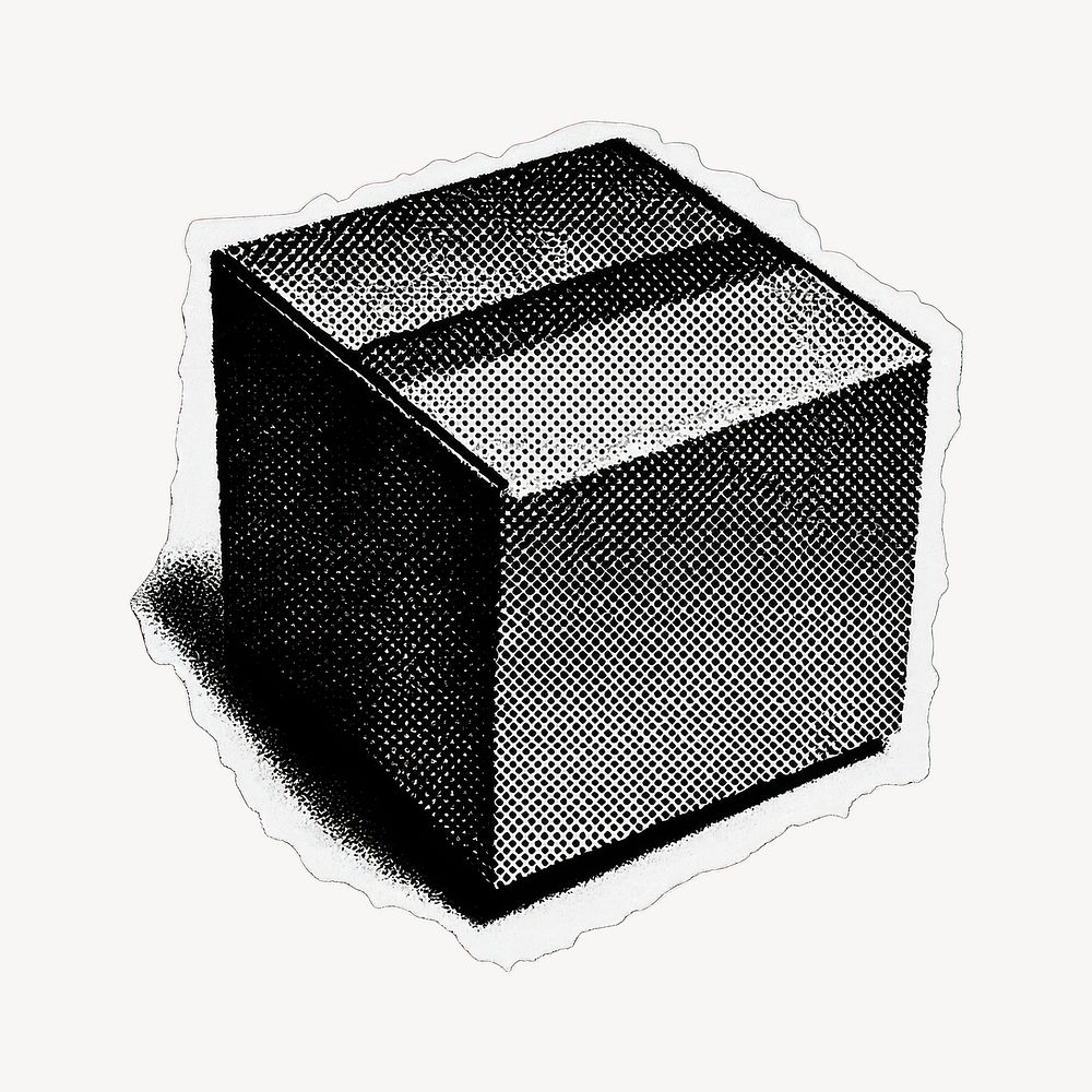 Monochrome cube with halftone | Free Photo Illustration - rawpixel