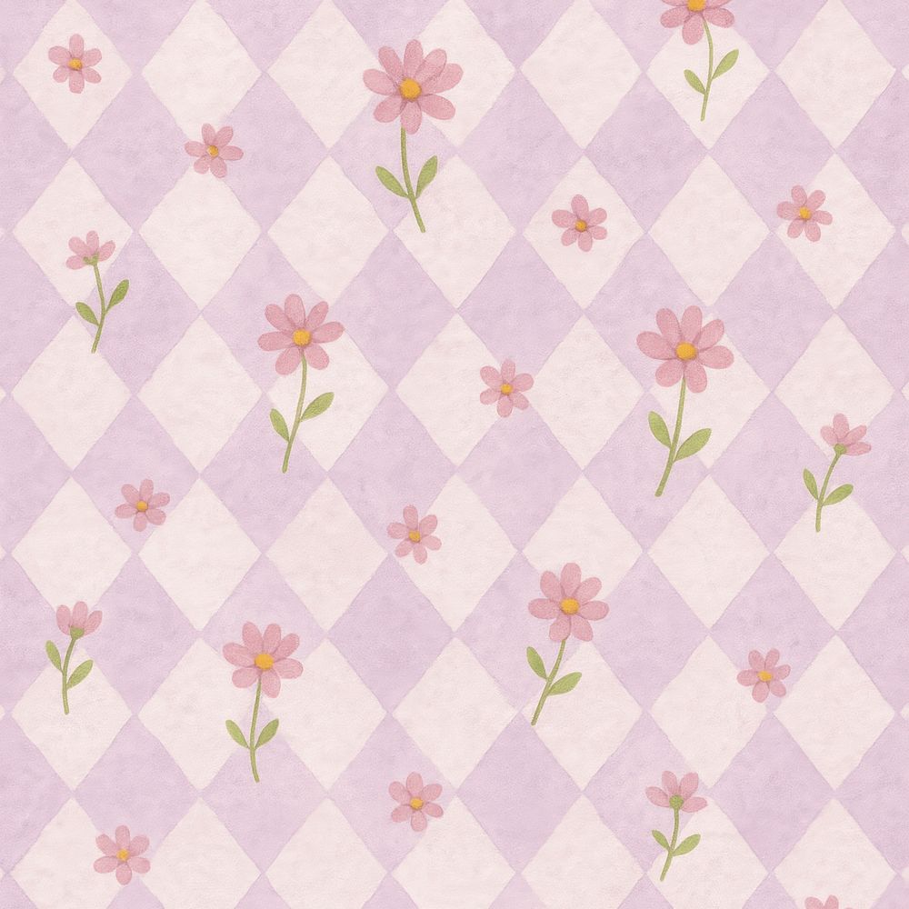 Pastel floral diamond pattern | Free Photo Illustration - rawpixel