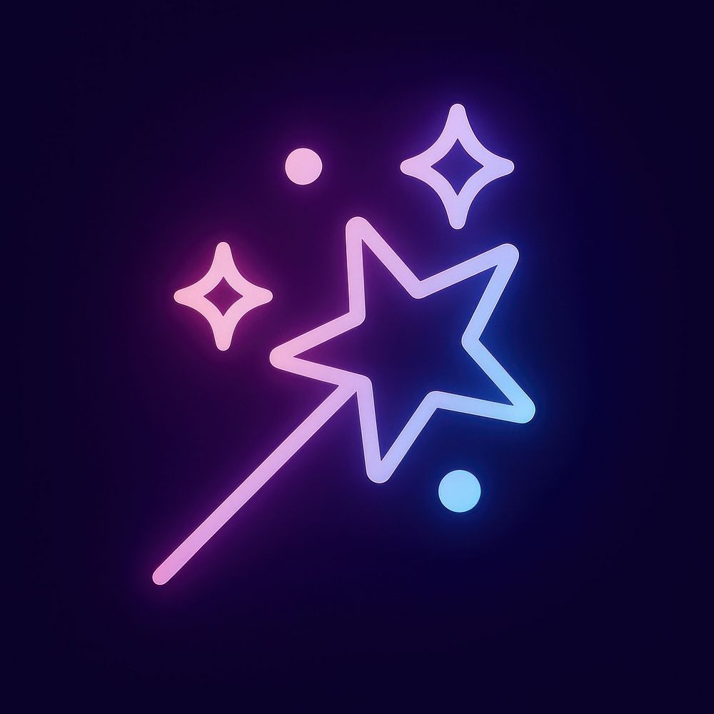 Neon magic wand illustration | Free Photo Illustration - rawpixel