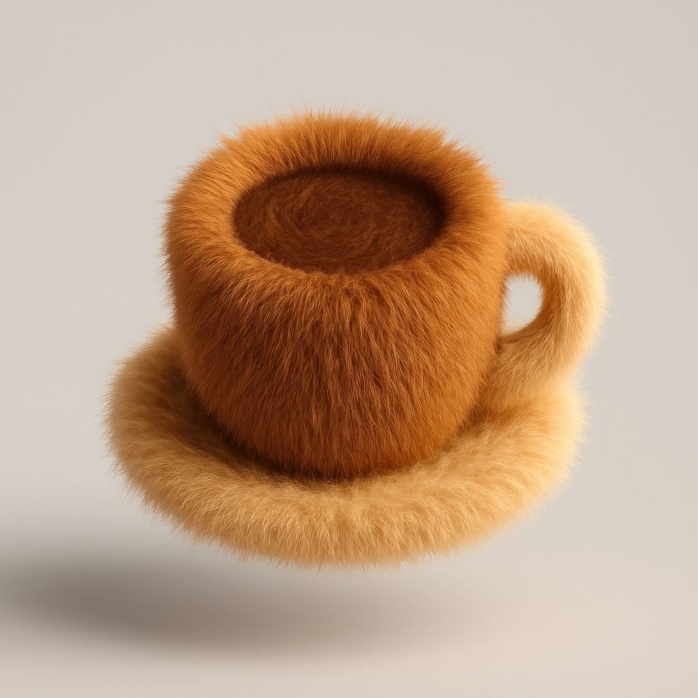 Furry coffee cup illustration | Free Photo Illustration - rawpixel