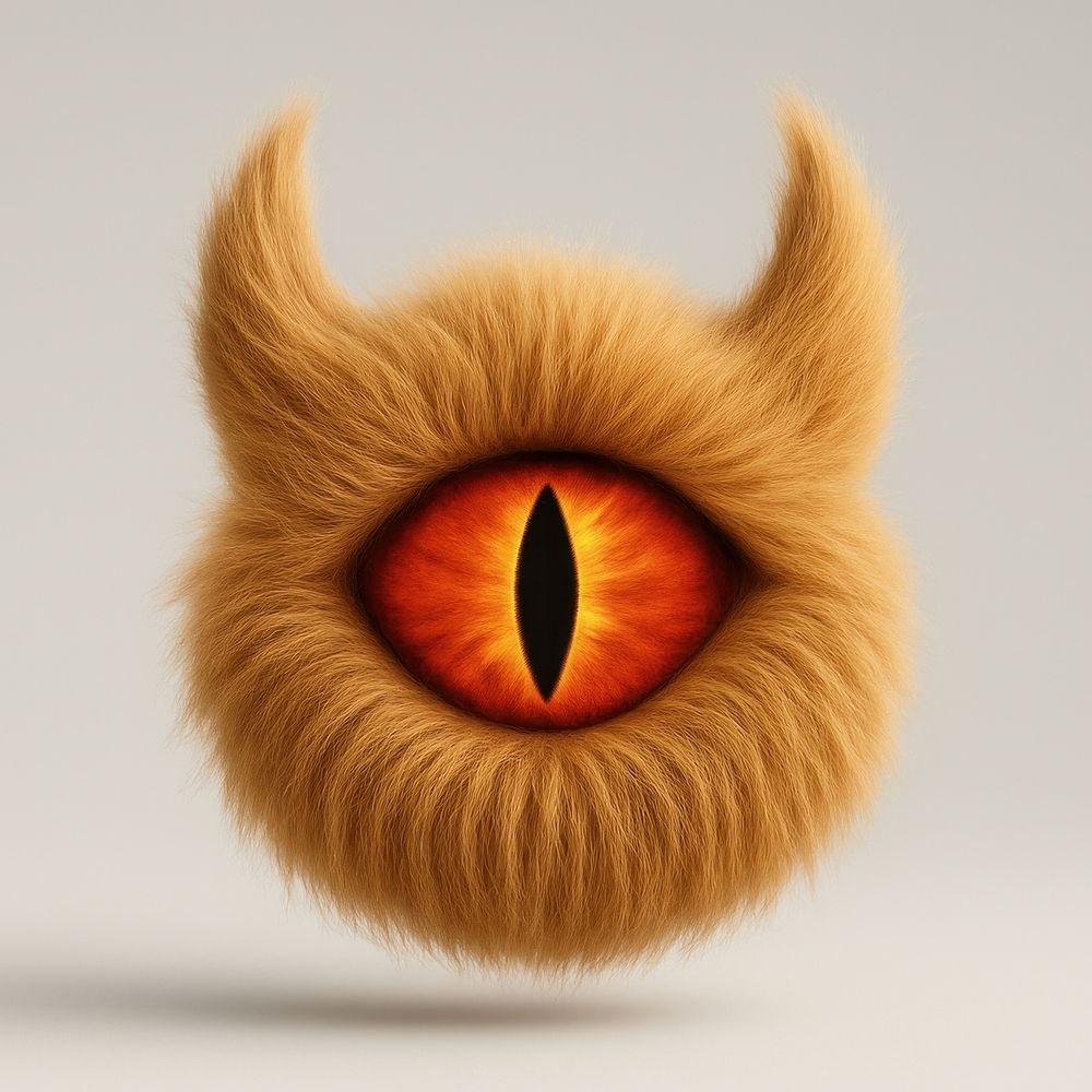 Furry creature with fiery eye | Free Photo Illustration - rawpixel