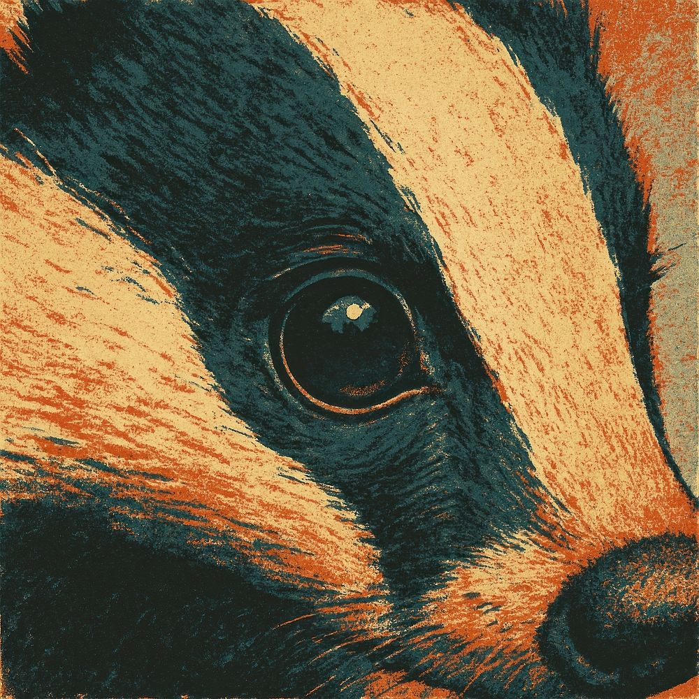 Vibrant badger close-up illustration. | Free Photo Illustration - rawpixel