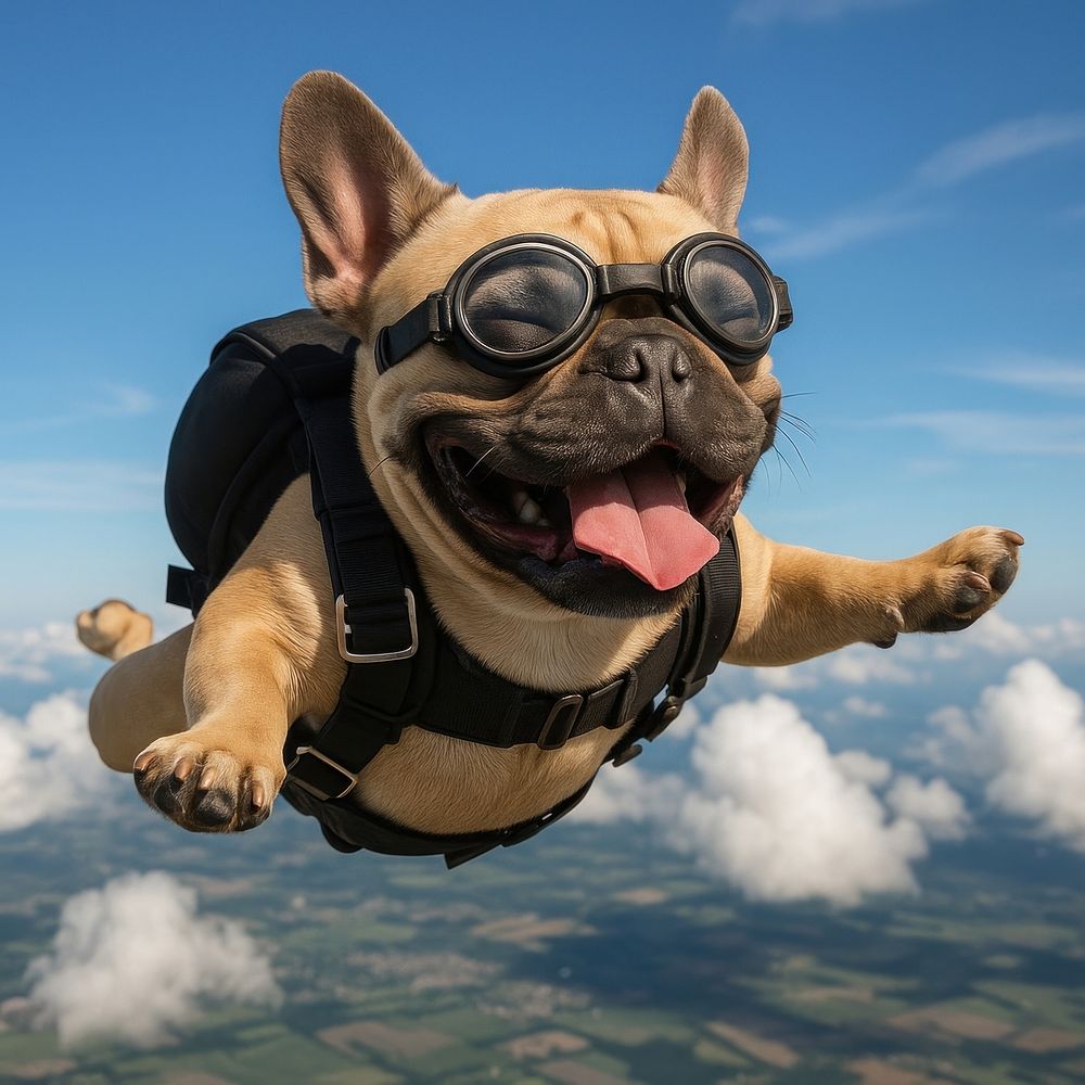 Skydiving bulldog with goggles | Free Photo - rawpixel