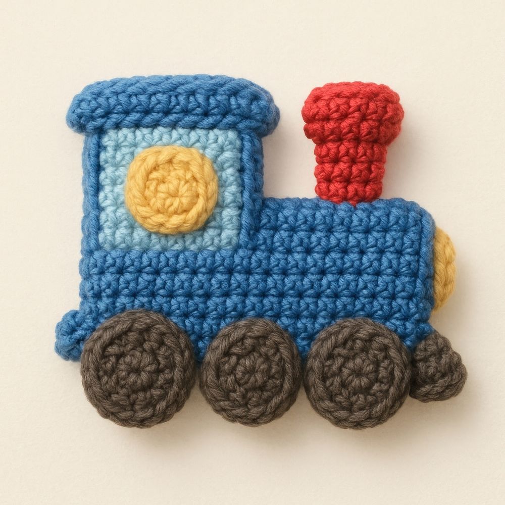 Colorful crocheted train applique | Free Photo Illustration - rawpixel