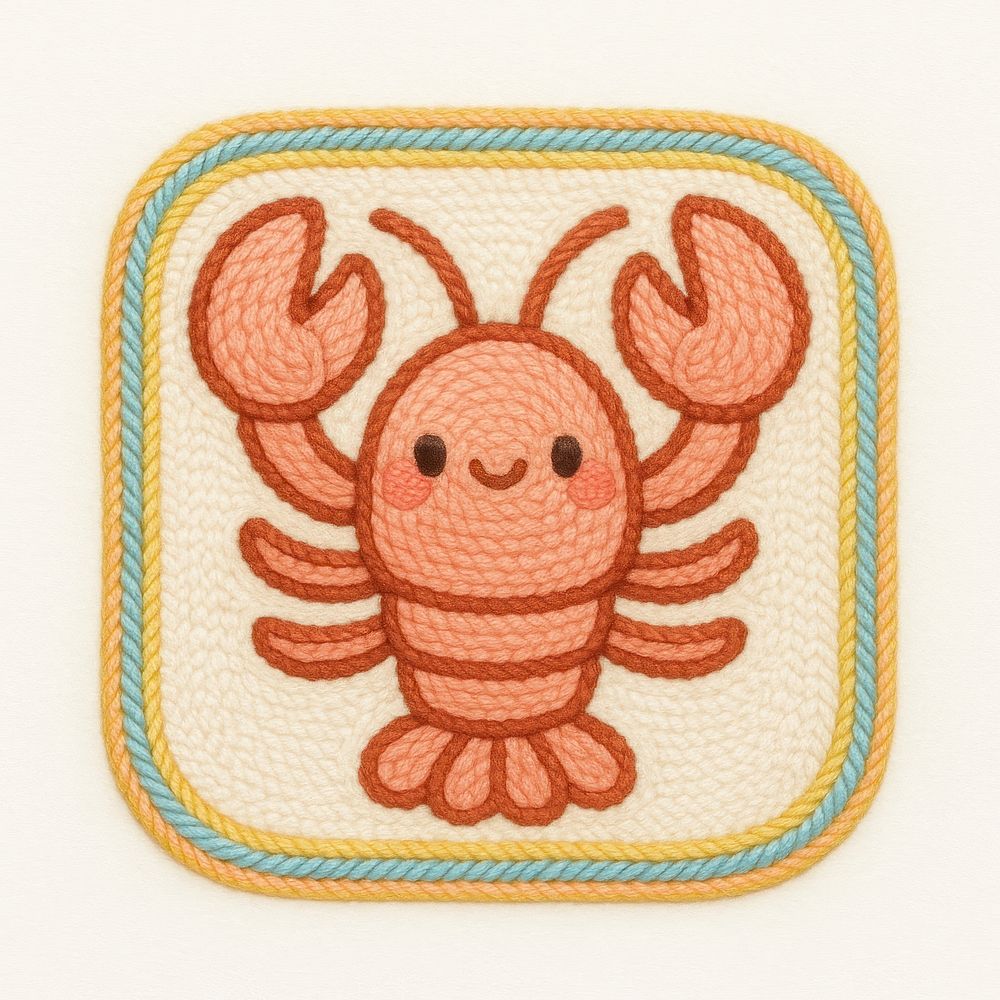 Cute embroidered lobster design | Free Photo Illustration - rawpixel
