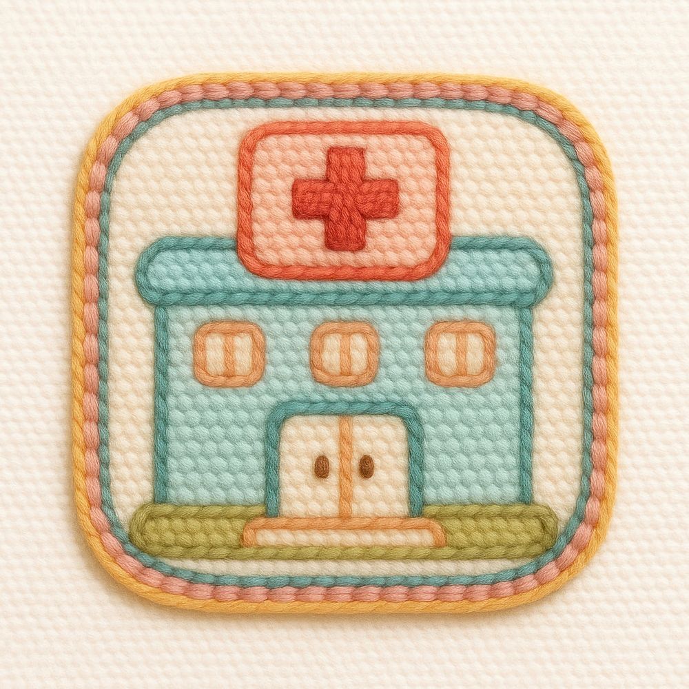 Cute embroidered hospital icon | Free Photo Illustration - rawpixel