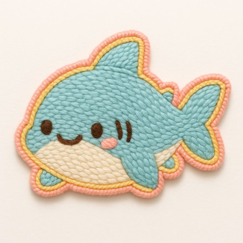 Cute embroidered shark illustration | Free Photo Illustration - rawpixel
