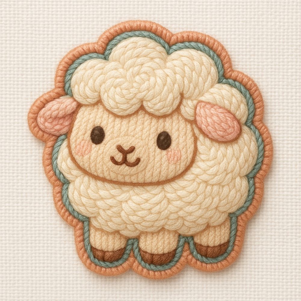 Cute embroidered sheep illustration | Free Photo Illustration - rawpixel