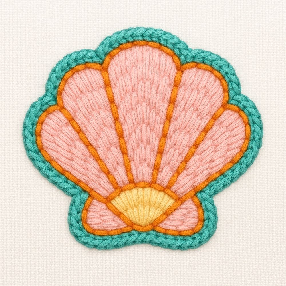 Colorful embroidered seashell design | Free Photo Illustration - rawpixel