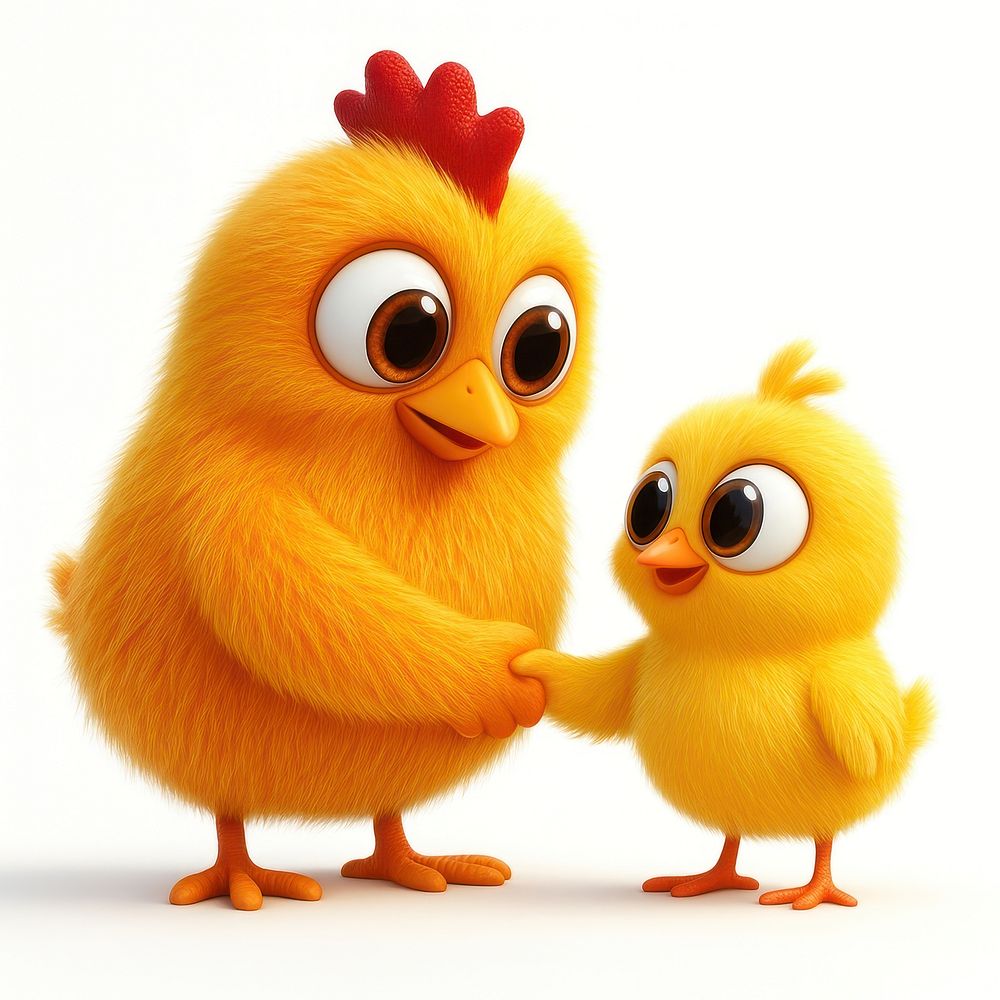 Cute cartoon chickens handshake. | Free Photo Illustration - rawpixel