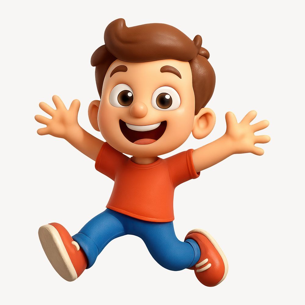 Joyful cartoon boy jumping | Free Photo Illustration - rawpixel