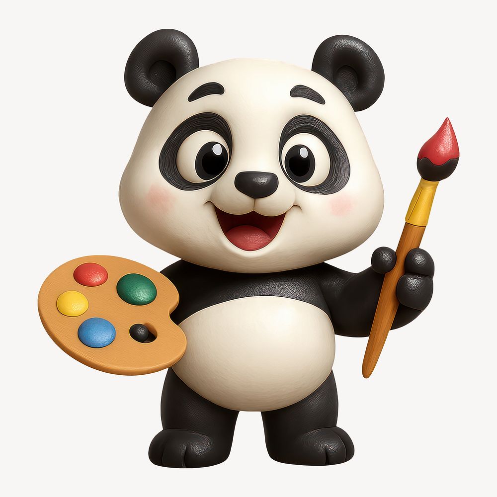 Cute panda artist illustration | Free Photo Illustration - rawpixel