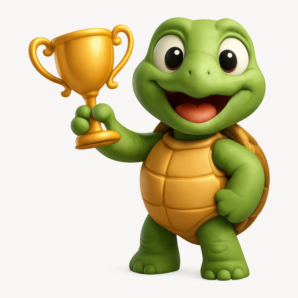 Turtle holding golden trophy | Free Photo Illustration - rawpixel