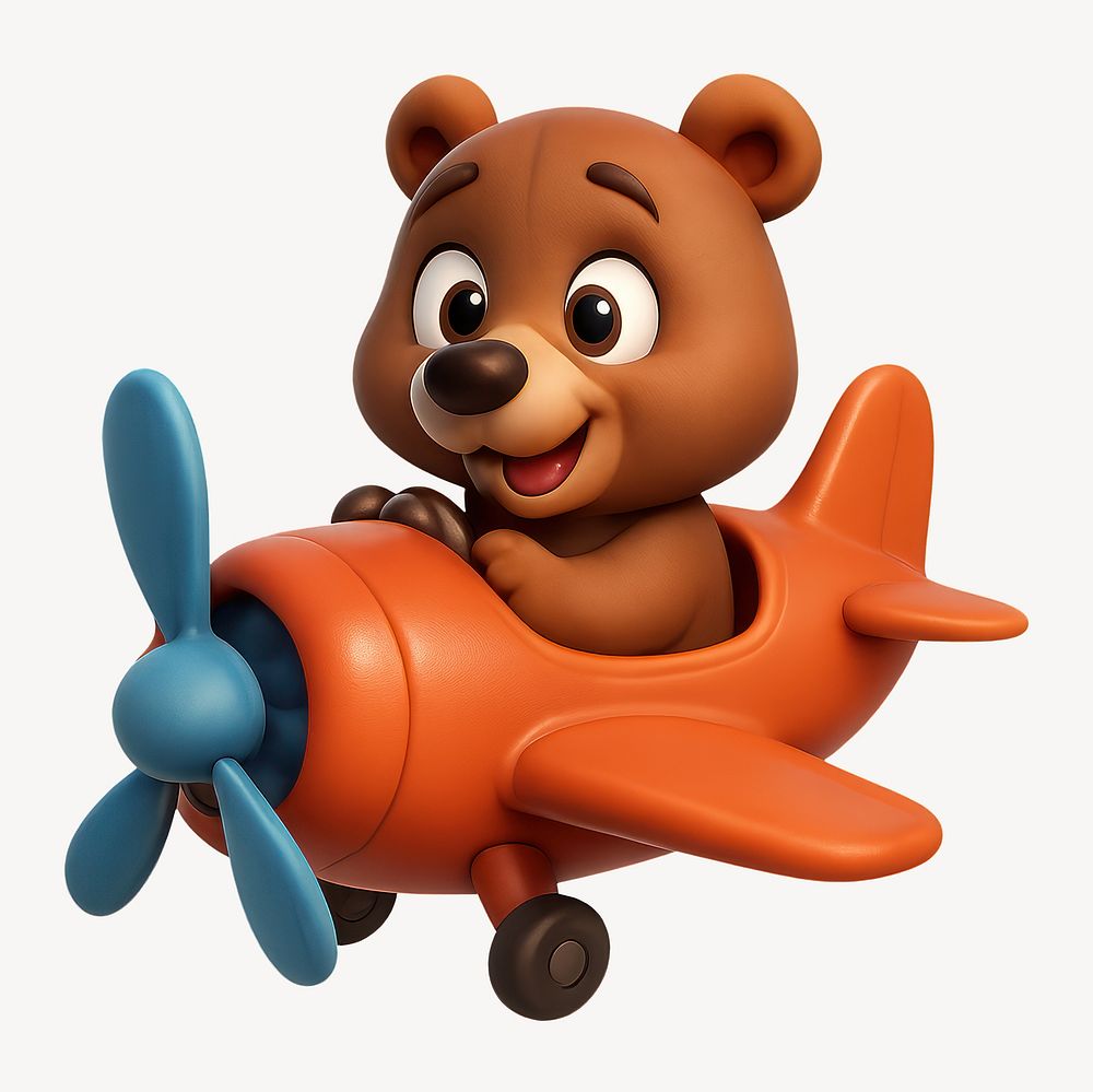 Cute bear flying airplane | Free Photo Illustration - rawpixel
