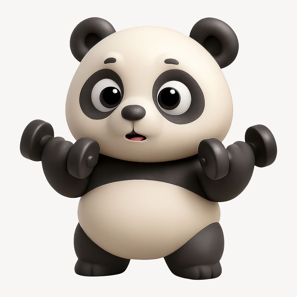 Cute panda lifting weights | Free Photo Illustration - rawpixel