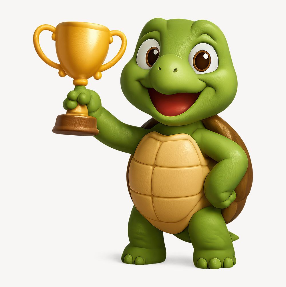 Smiling turtle holding trophy | Free Photo Illustration - rawpixel