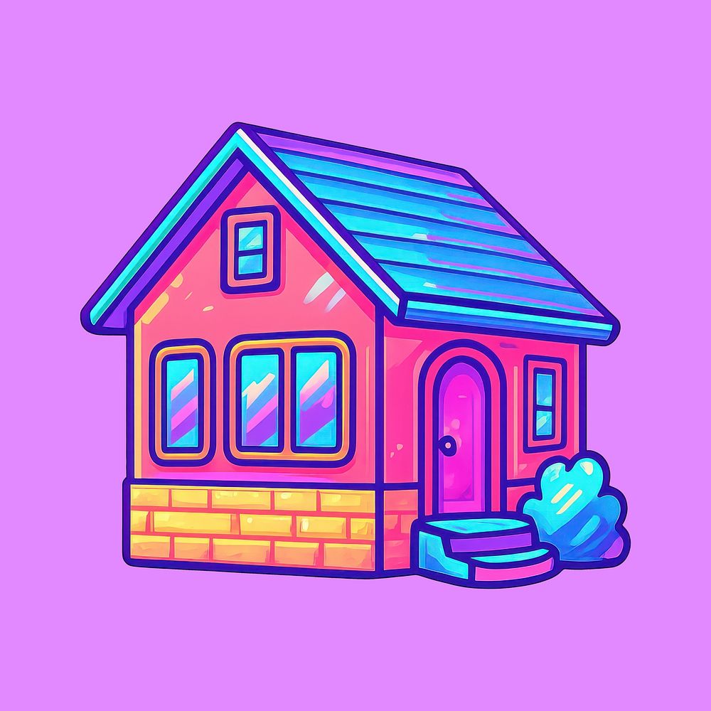 Colorful cartoon house illustration | Free Photo Illustration - rawpixel