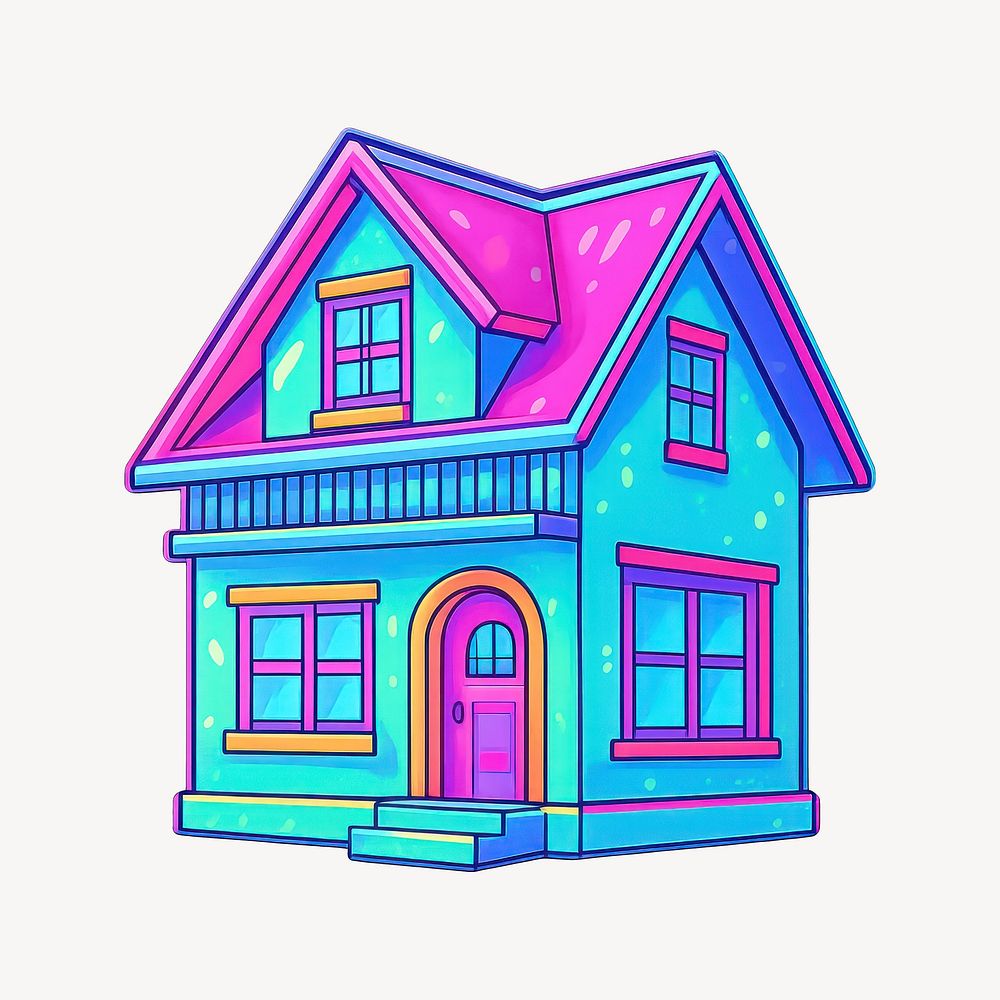 Colorful cartoon house illustration | Free Photo Illustration - rawpixel