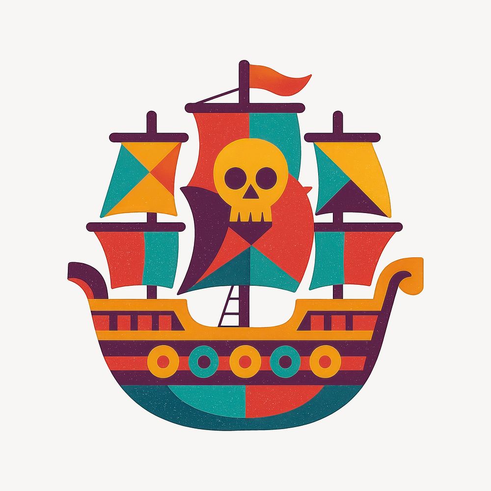 Colorful pirate ship illustration | Free Photo Illustration - rawpixel