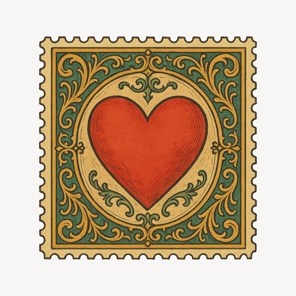 Vintage heart postage stamp | Free Photo Illustration - rawpixel