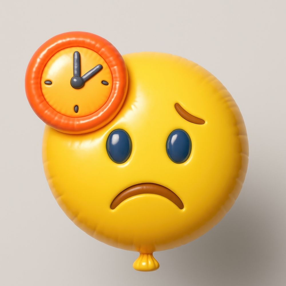 Worried emoji with clock | Free Photo Illustration - rawpixel
