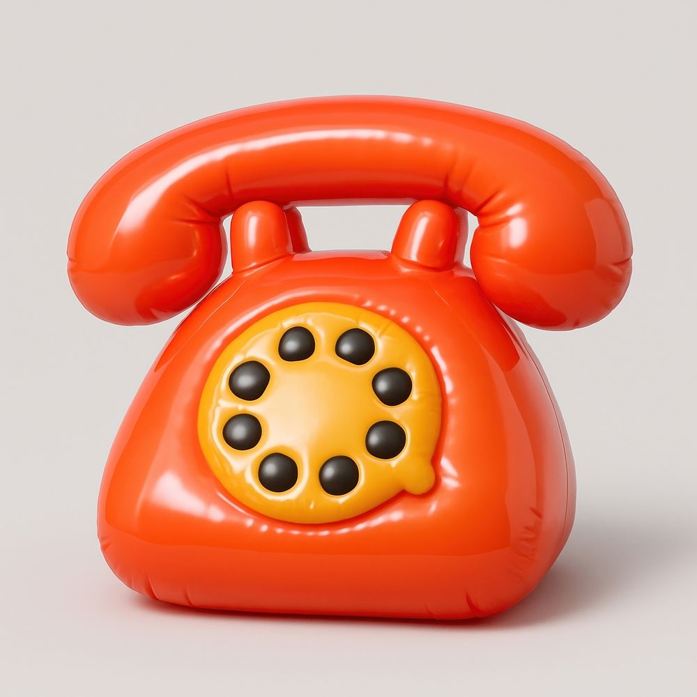 Retro inflatable orange telephone illustration. | Free Photo ...