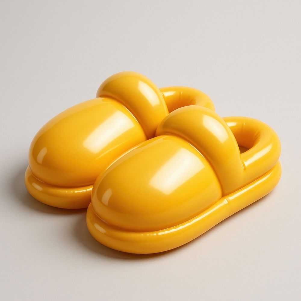 Bright yellow inflatable slippers | Free Photo Illustration - rawpixel