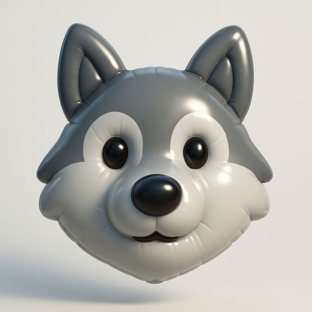 Cute wolf balloon illustration. | Free Photo Illustration - rawpixel