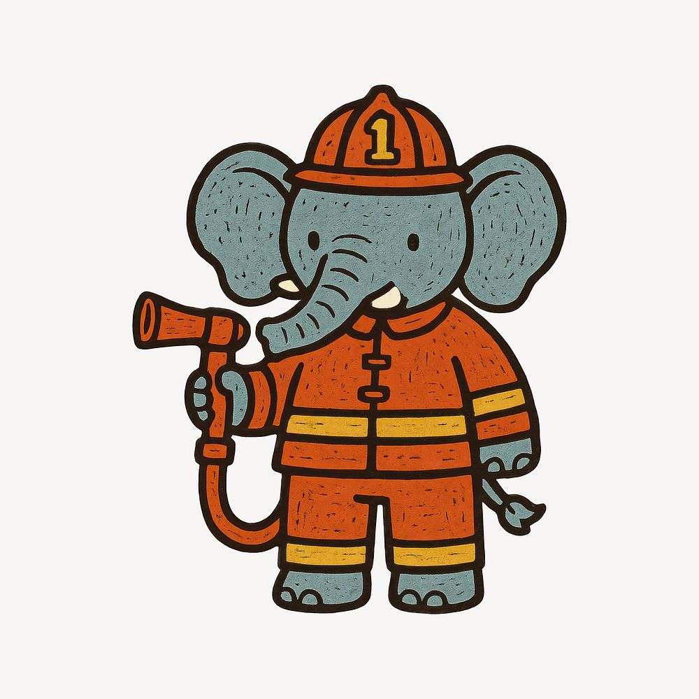 Elephant firefighter cartoon illustration | Free Photo Illustration ...