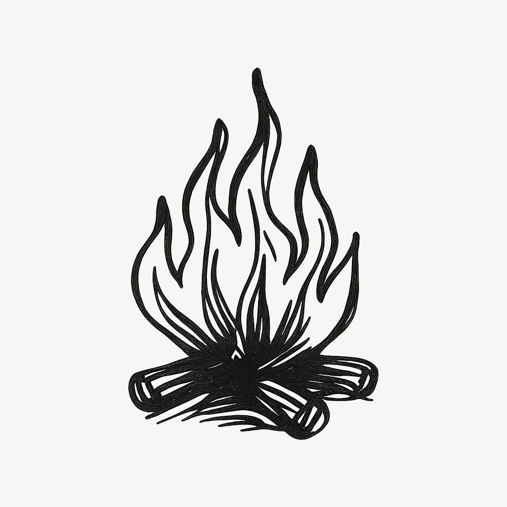 Rustic campfire line art | Free Photo Illustration - rawpixel