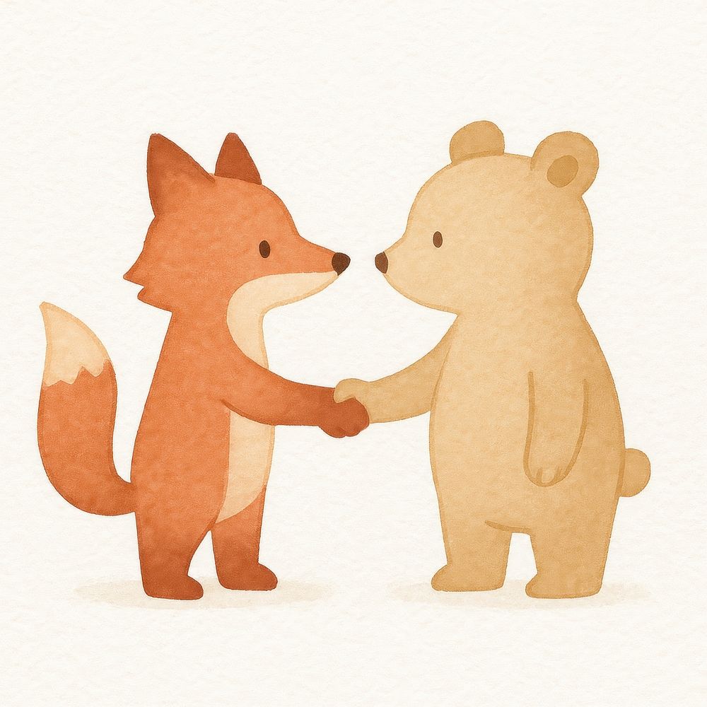 Friendly handshake between animals | Free Photo Illustration - rawpixel