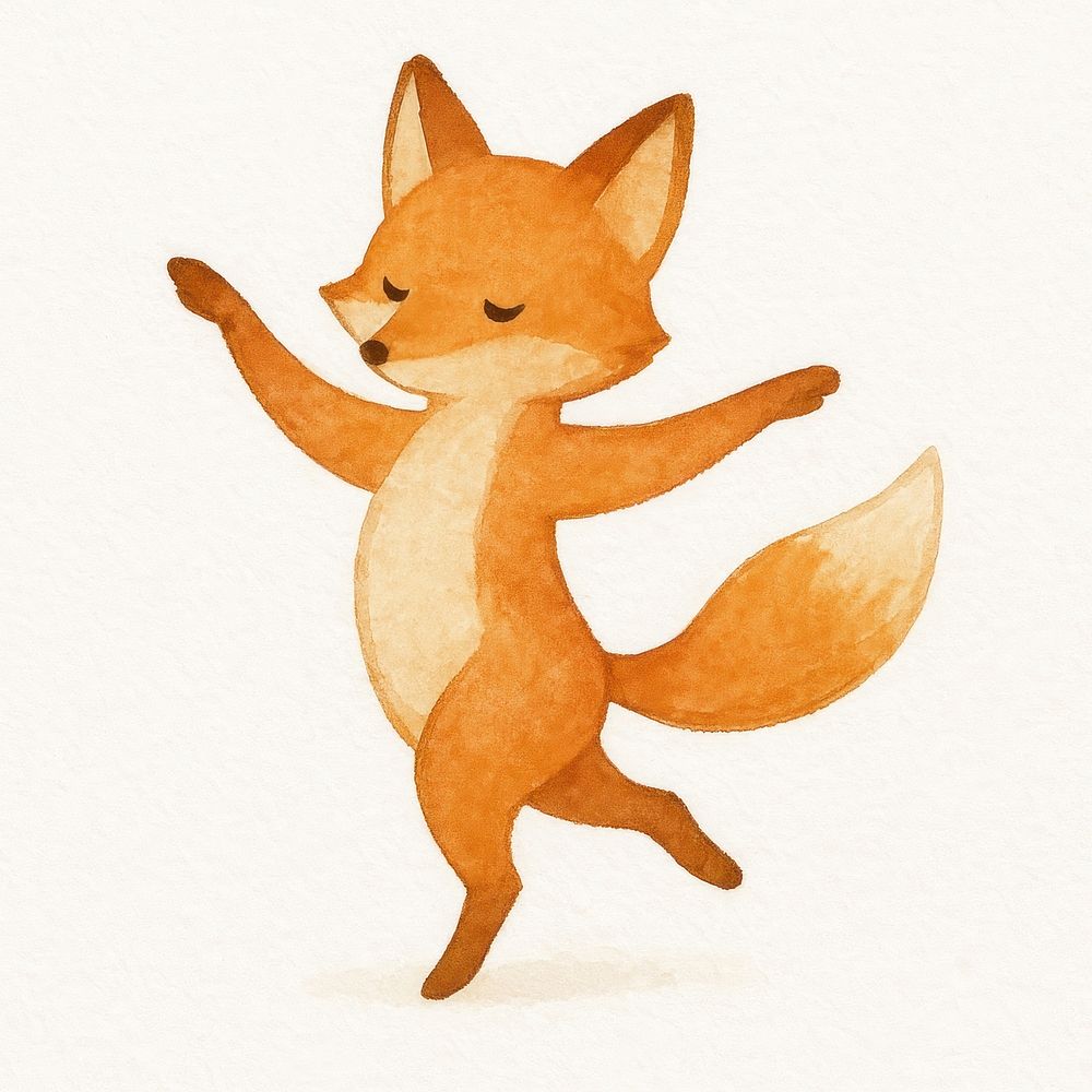 Joyful dancing fox illustration. | Free Photo Illustration - rawpixel