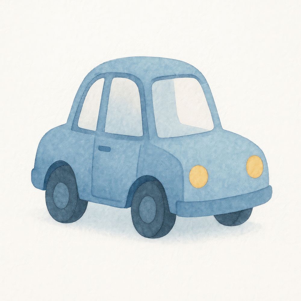 Cute watercolor blue car illustration | Free Photo Illustration - rawpixel