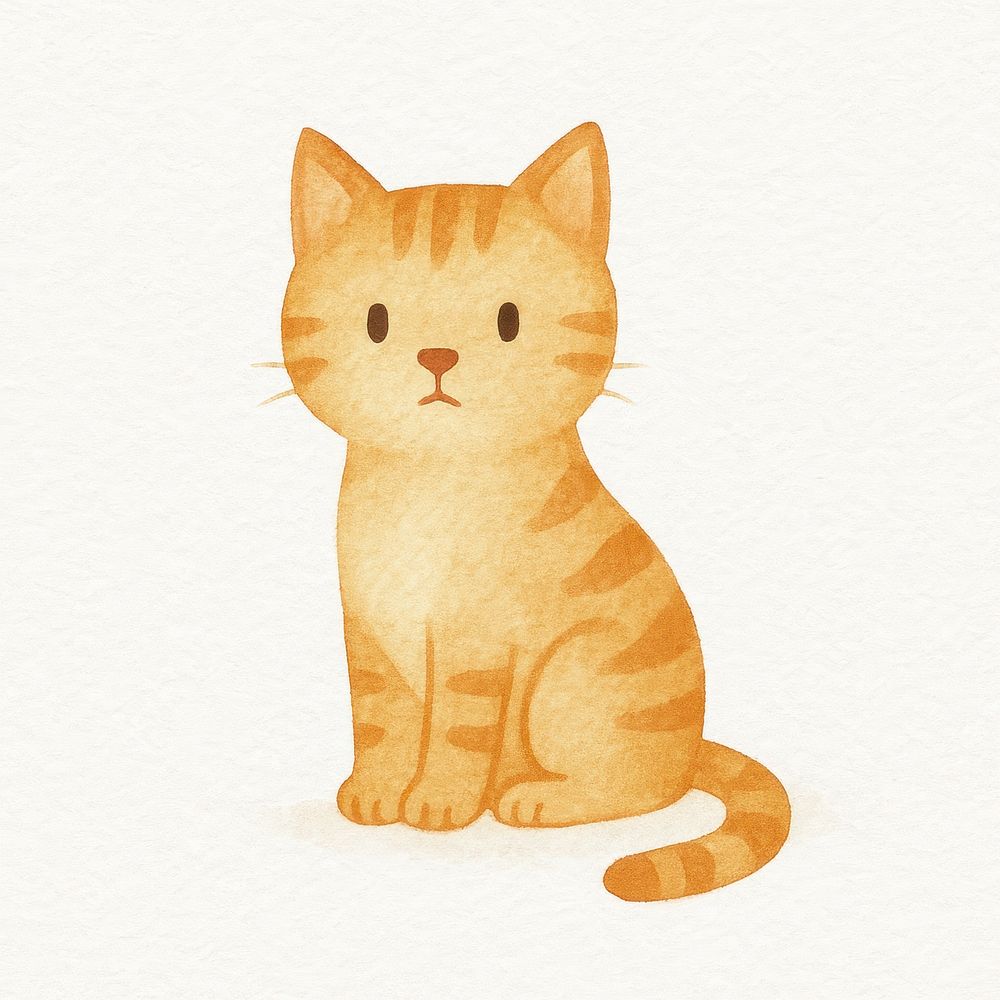 Cute watercolor tabby cat illustration | Free Photo Illustration - rawpixel