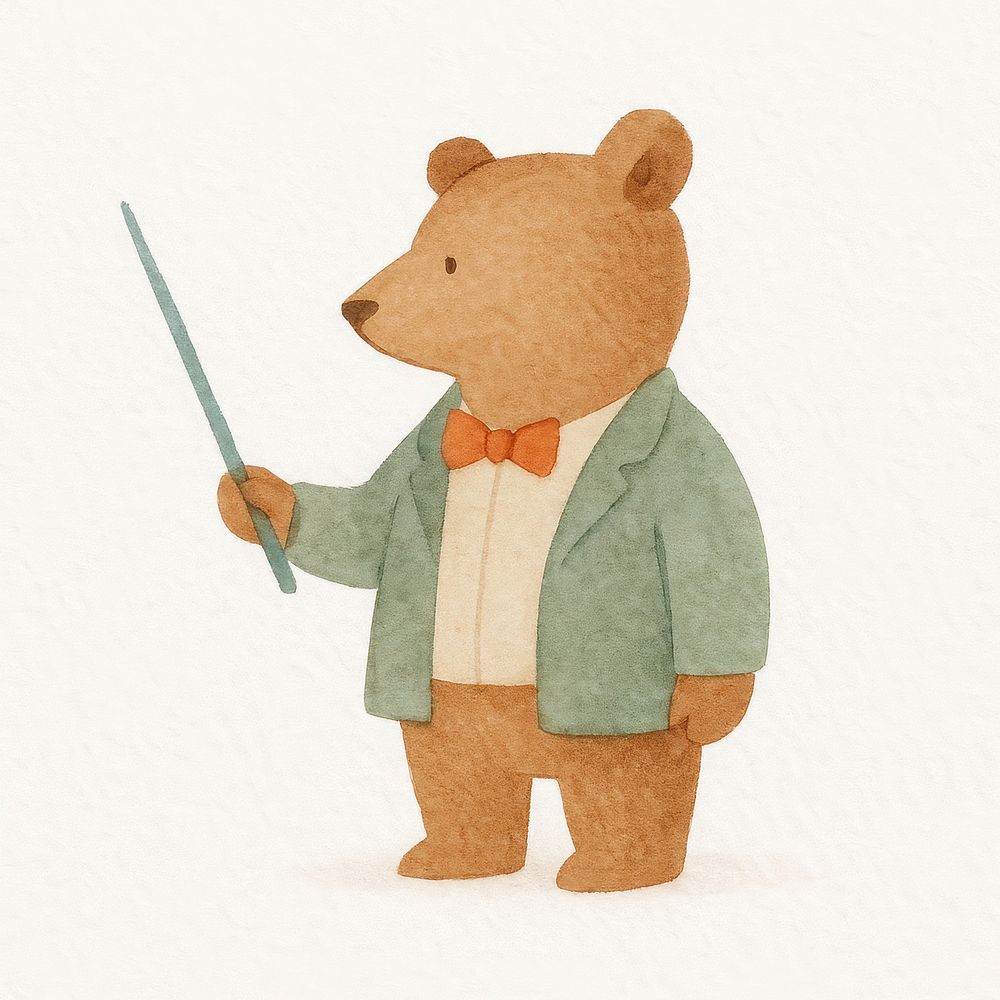 Charming bear teacher illustration | Free Photo Illustration - rawpixel