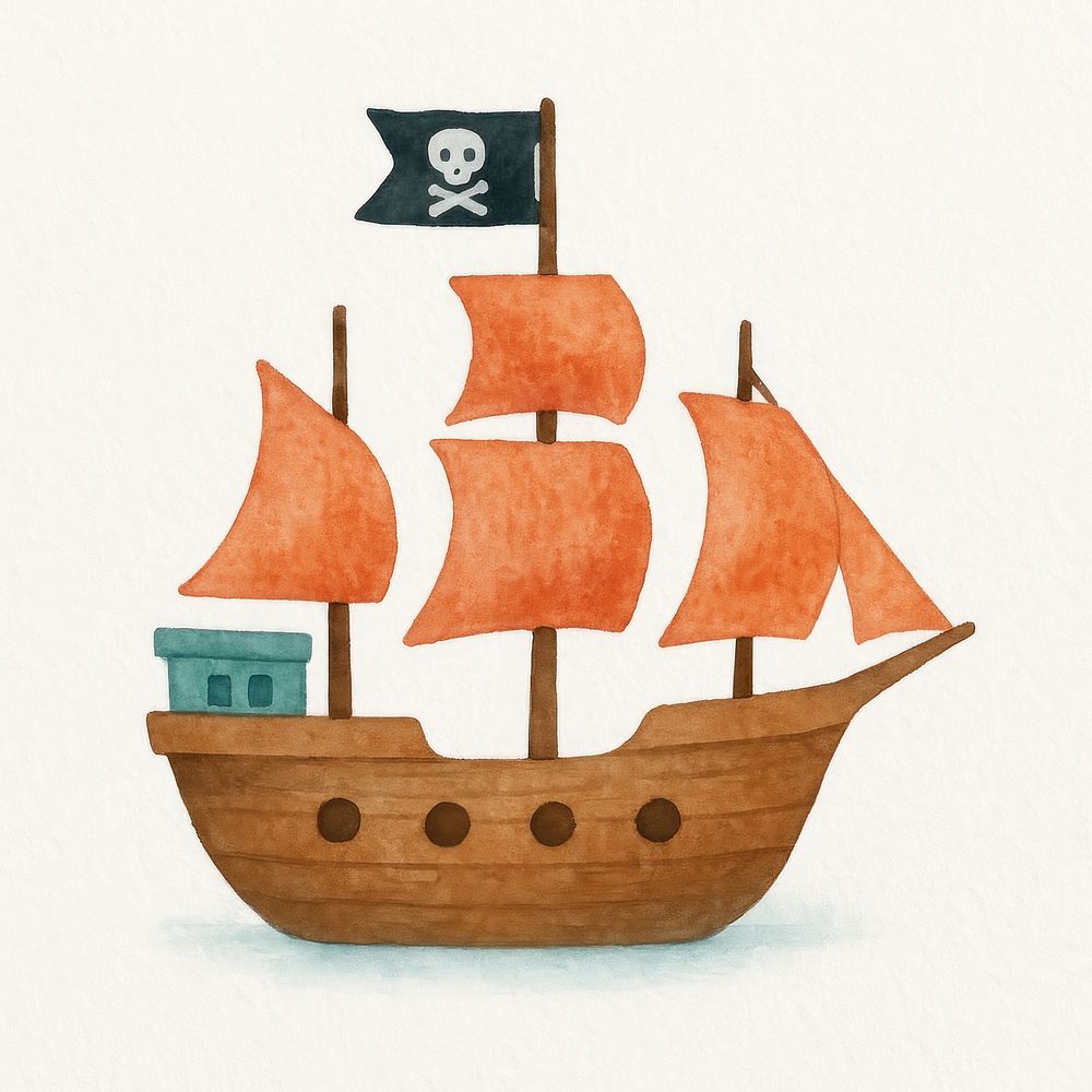 Whimsical pirate ship illustration | Free Photo Illustration - rawpixel