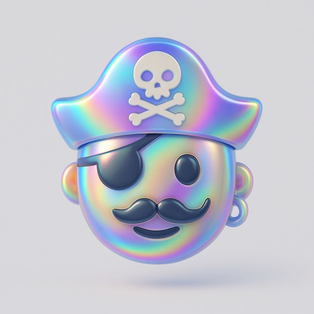 Holographic pirate emoji icon | Free Photo Illustration - rawpixel