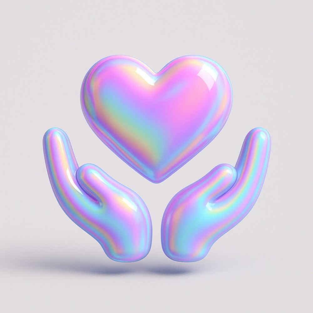Holographic heart between hands | Free Photo Illustration - rawpixel