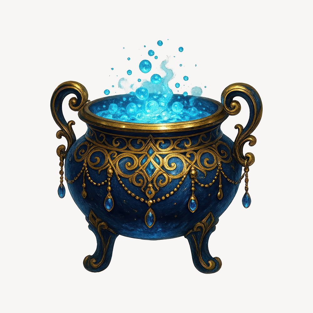 Magical bubbling ornate cauldron illustration | Free Photo Illustration ...
